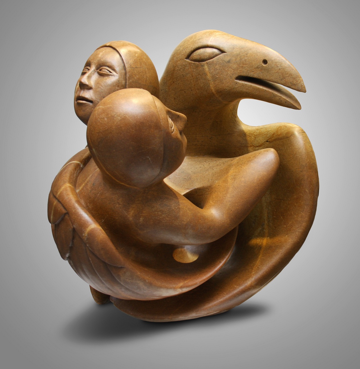 Raven Spirit Protector - Sculptures by Inuit Artist Abraham Anghik Ruben