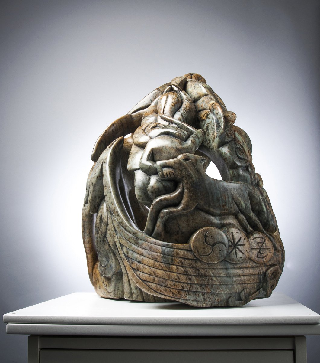 Viking Shaman with Rune Sticks - Sculptures by Inuit Artist Abraham ...